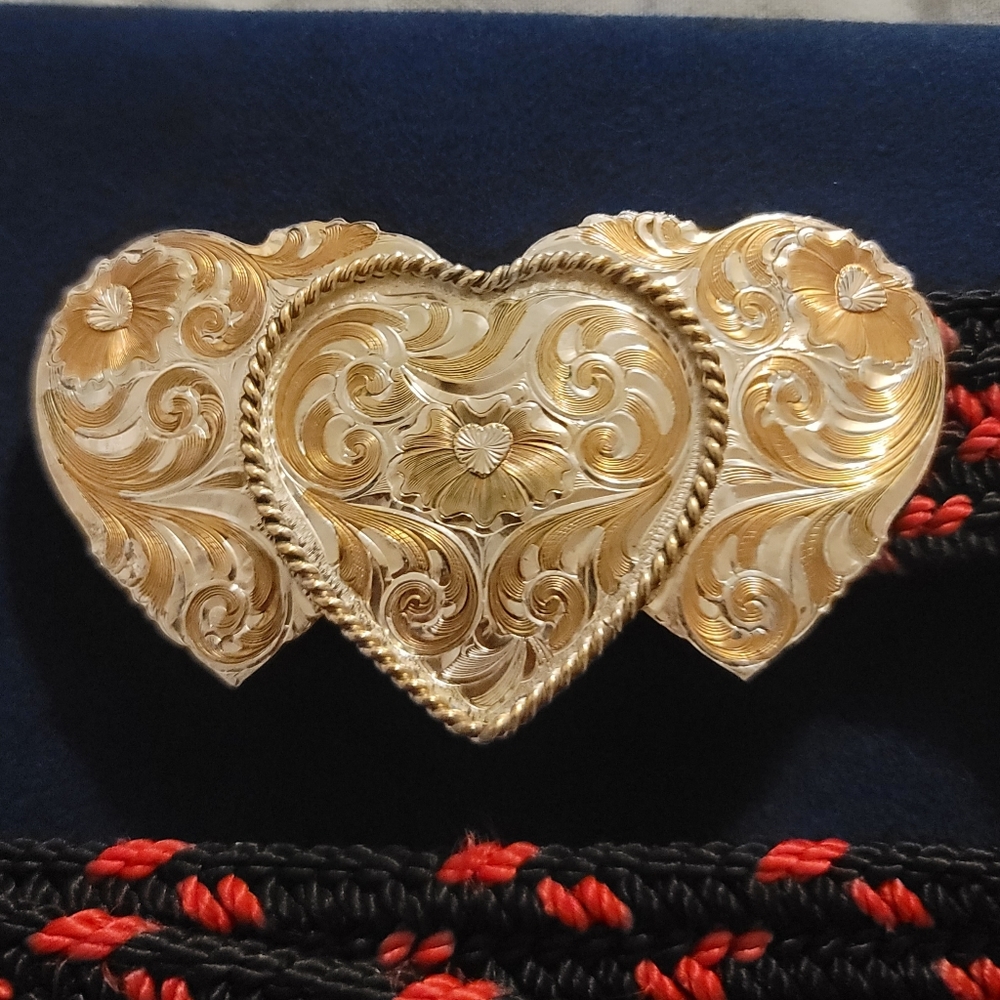 Montana Silversmith Triple Heart Belt Buckle Gold Sil… - Gem